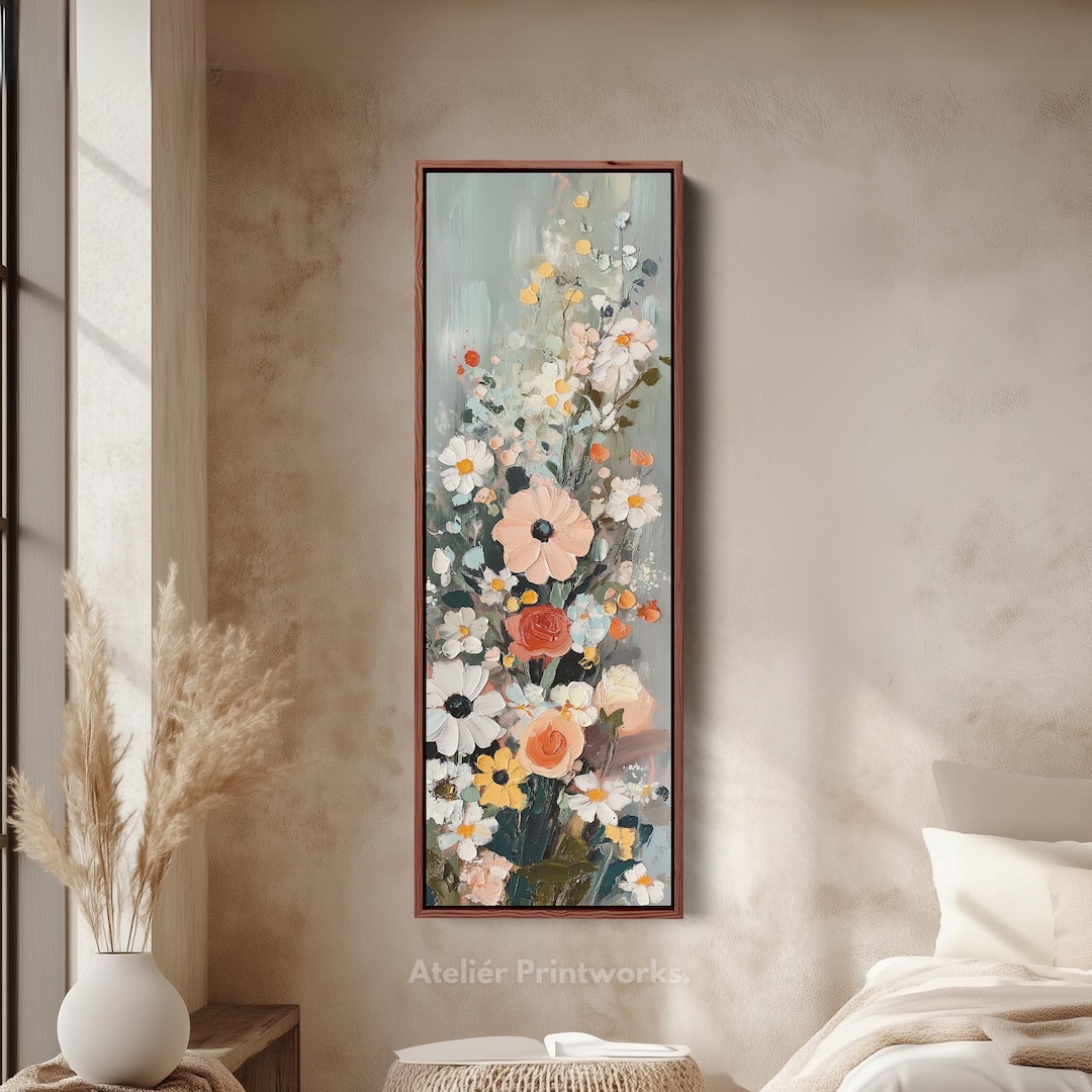 ABSTRACT FLOWERS Vertical Wall Art - Tall Long Narrow Vertical Wall ...