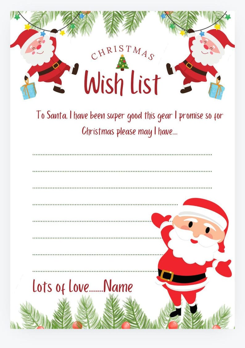 Christmas Wish List - Printable/digital - Etsy