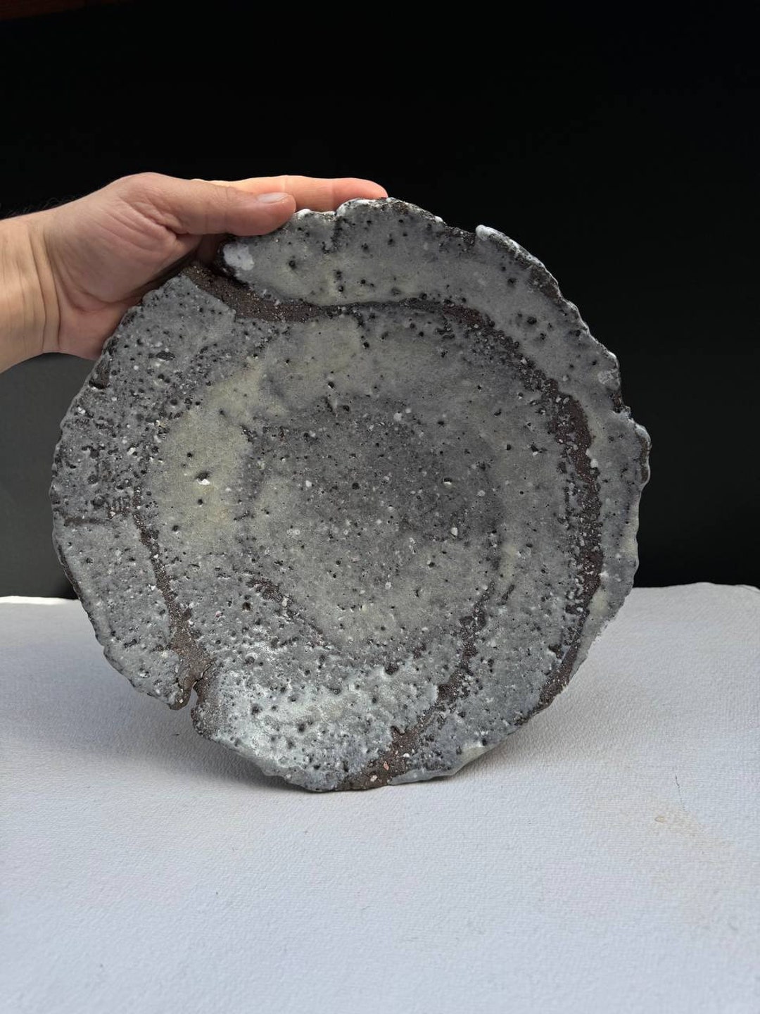 Ceramic Christmas Serving Plate, Pottery Platter, Gray Platter, Pottery ...