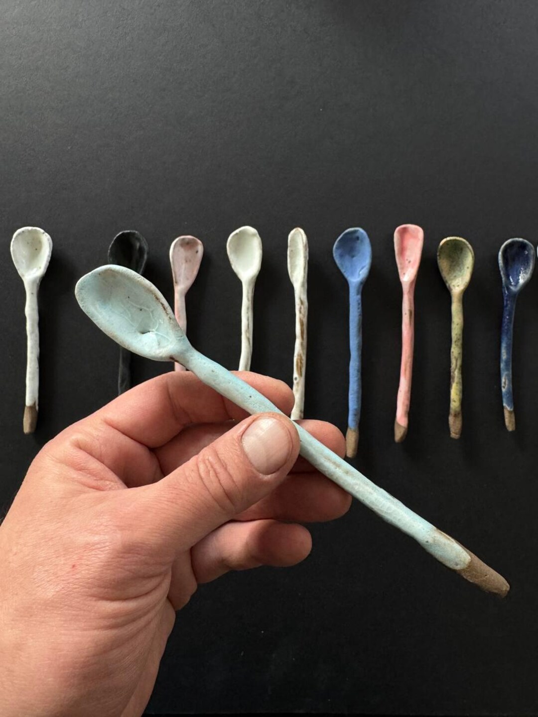 Handmaded Rustic Spoon, Black Ceramic Teaspoon, Coffee Spoon, Ceramic ...