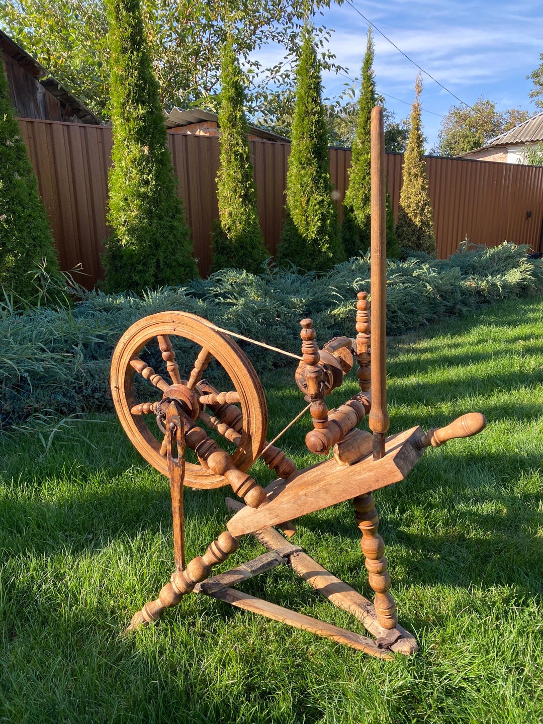Vintage Spinning Wheel Wooden Spinning Wheel Handmade Spinning Wheel ...
