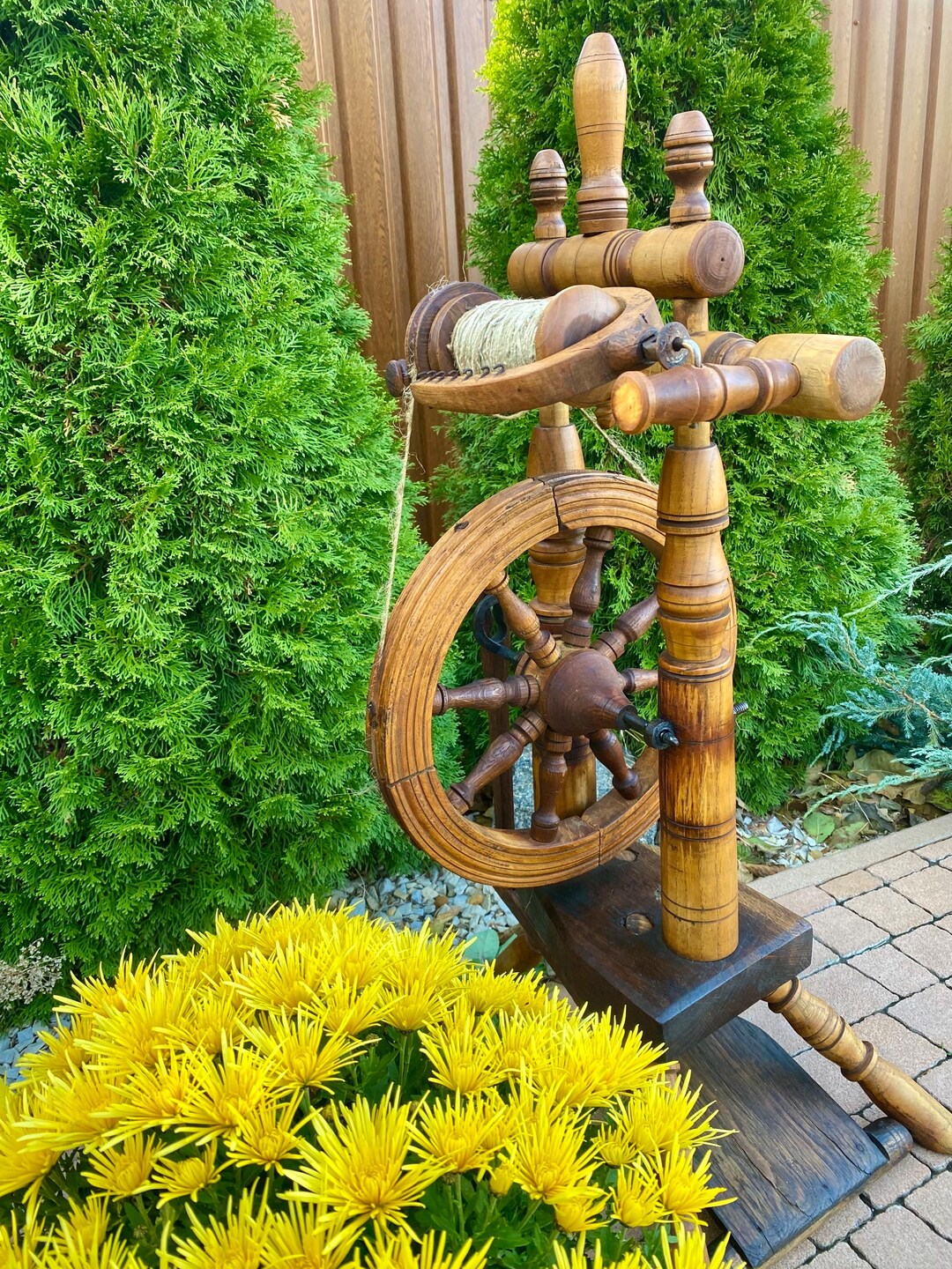 Vintage Little Spinning Wheel Wooden Spinning Wheel Handmade Spinning ...