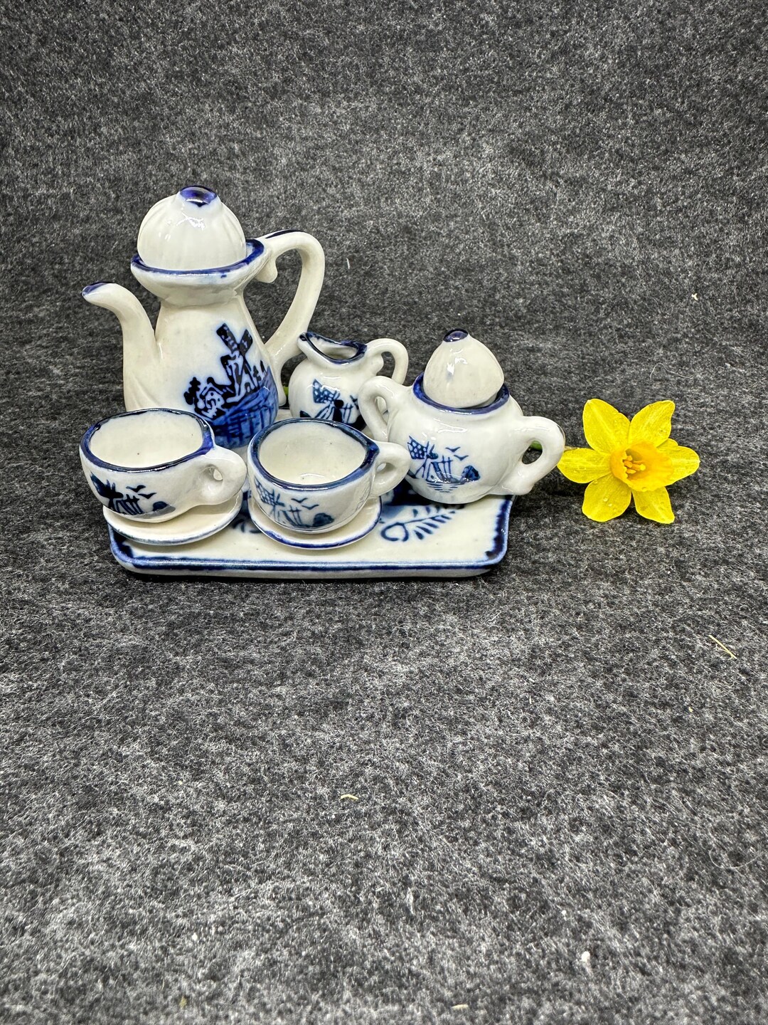 Porcelain Mini Delft Blue Set - Hand Painted Vintage Dutch Pottery ...