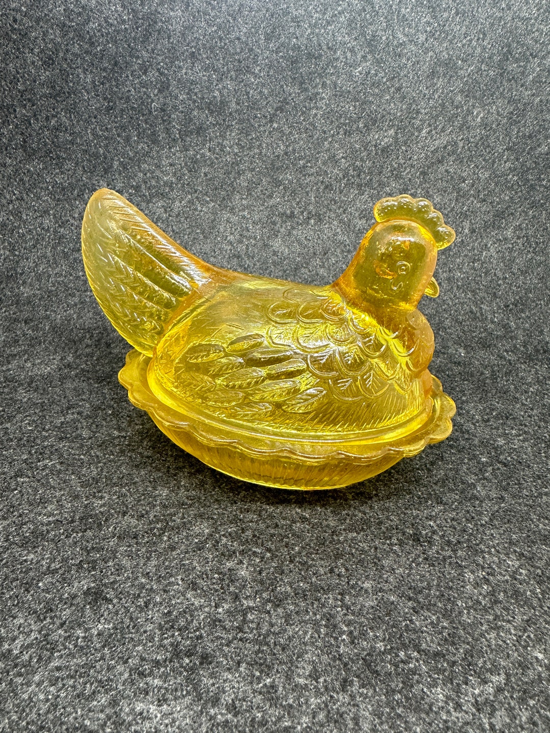 Vintage Amber Yellow Glass Chicken on Her Nest - Etsy