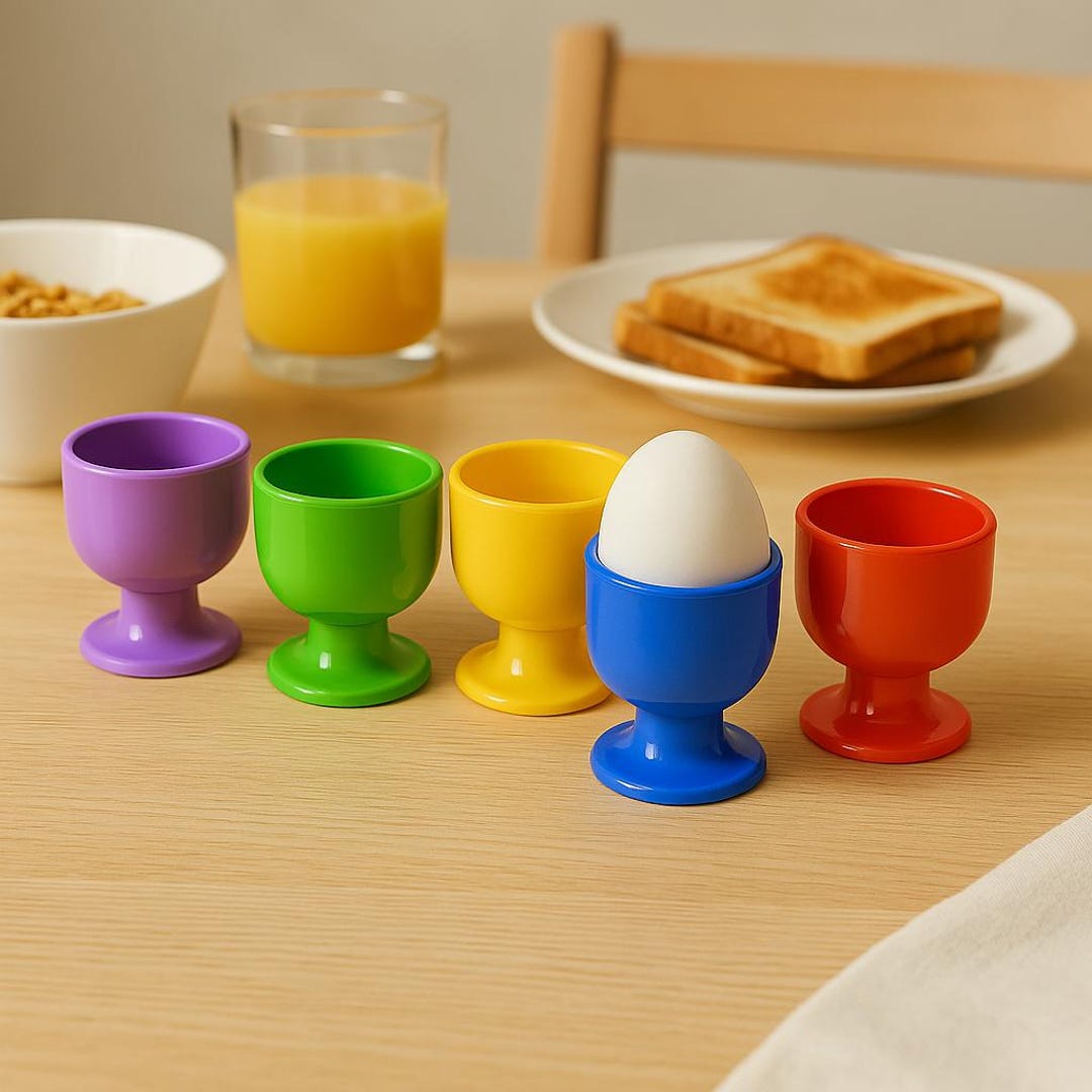 Vintage Colorful Plastic Egg Cups Set of 5 – Retro Kitchen Decor ...
