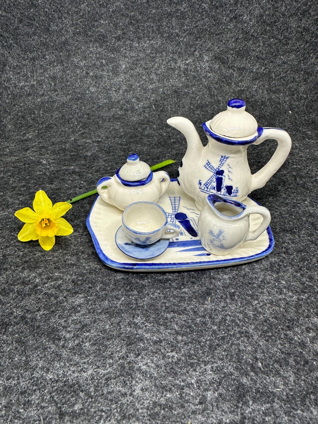 Porcelain Mini Delft Blue Tea Set - Handpainted Dutch Ceramic ...