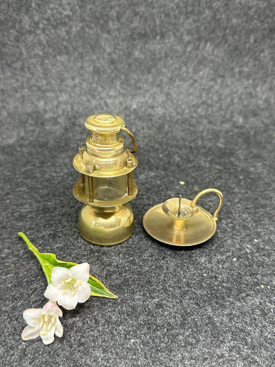 Brass Mini Candle Holder and Lantern Set - Handcrafted Table ...