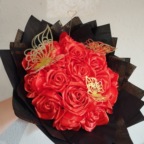 Rosas eternas de listón - Etsy México