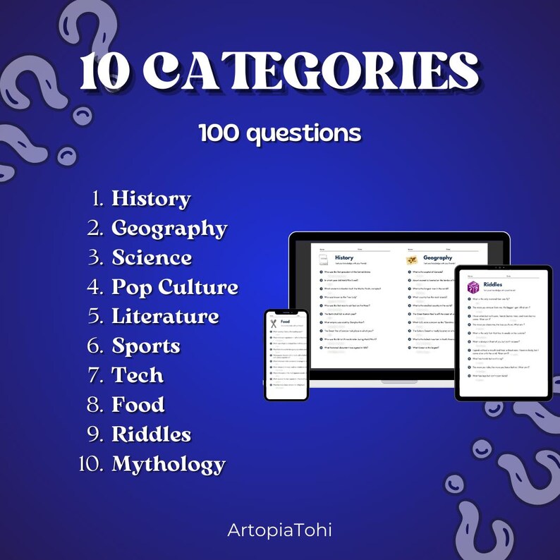 100-question Pub Quiz | Printable Trivia Game | General Knowledge Quiz ...