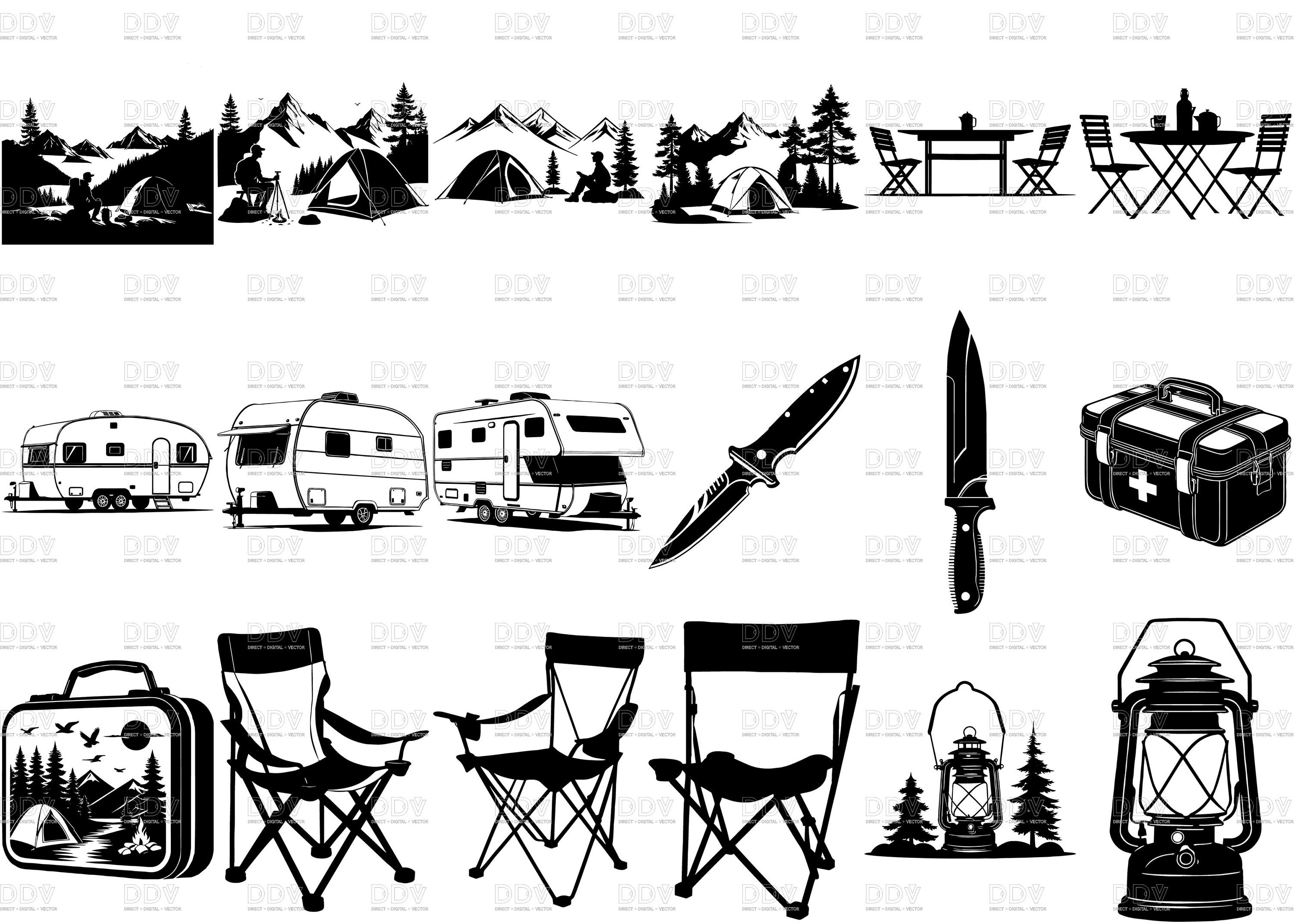 CAMPING SVG Bundle, CAMPING Clipart, Camping Silhouette, Campfire Svg ...