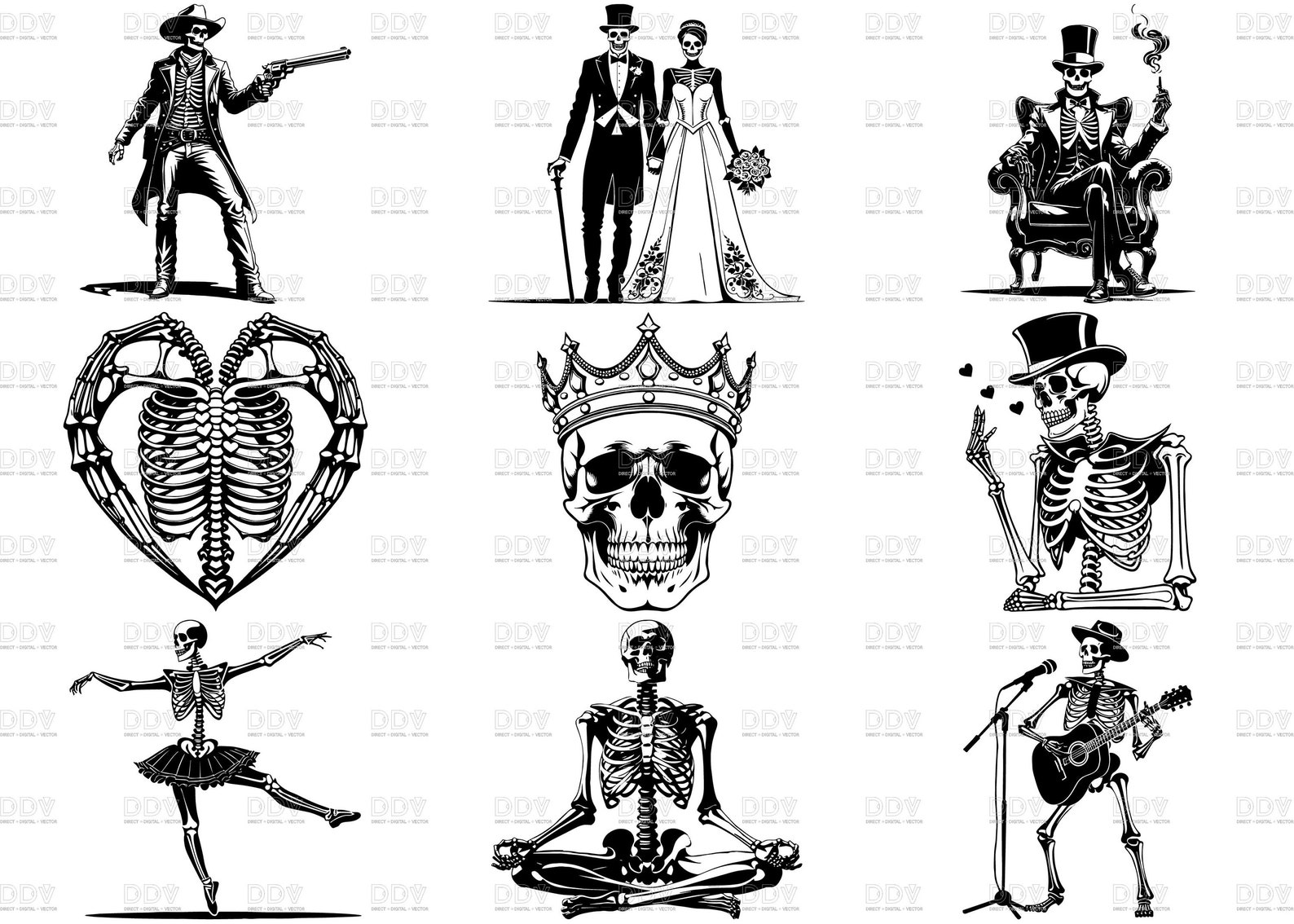 Skeleton Svg, Skeleton Svg Bundle, Vector File, Skull Svg, Skeleton ...