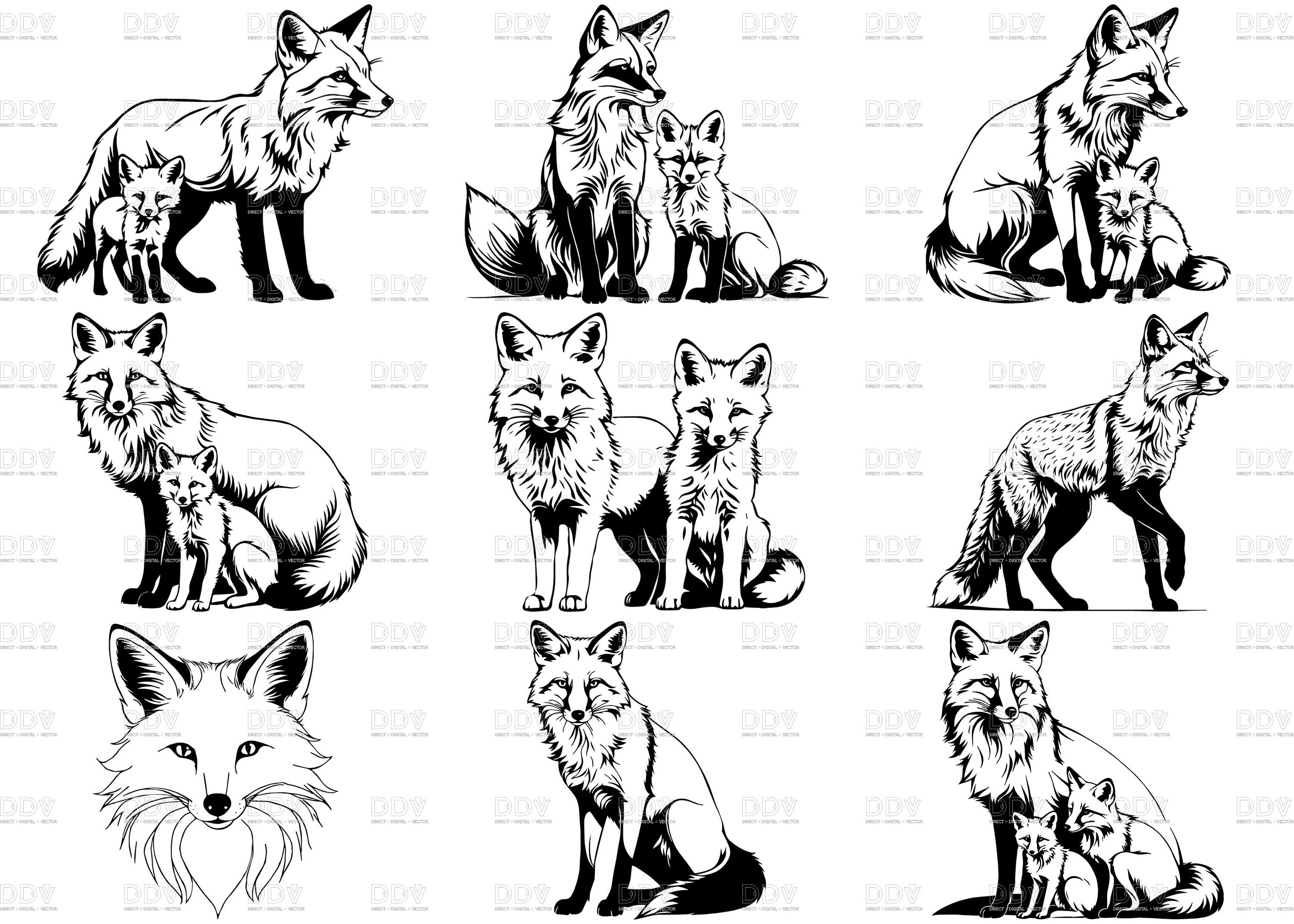 Fox SVG Bundle: Vector Clipart, Cut Files (digital Download) - Etsy