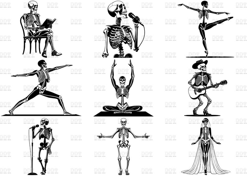 Skeleton Svg, Skeleton Svg Bundle, Vector File, Skull Svg, Skeleton ...