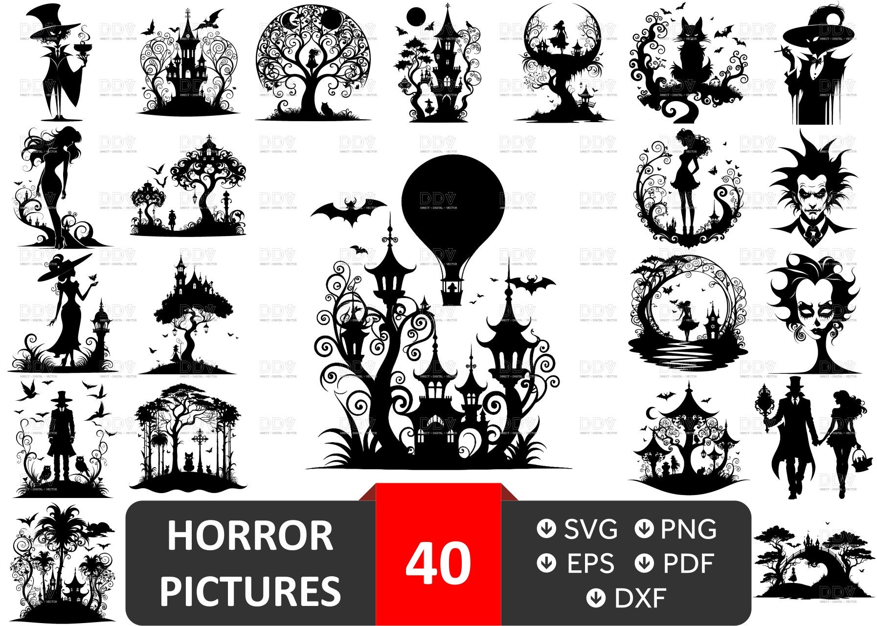 Horror Characters SVG Bundle: 40 Vector Cut Files (digital Download) - Etsy