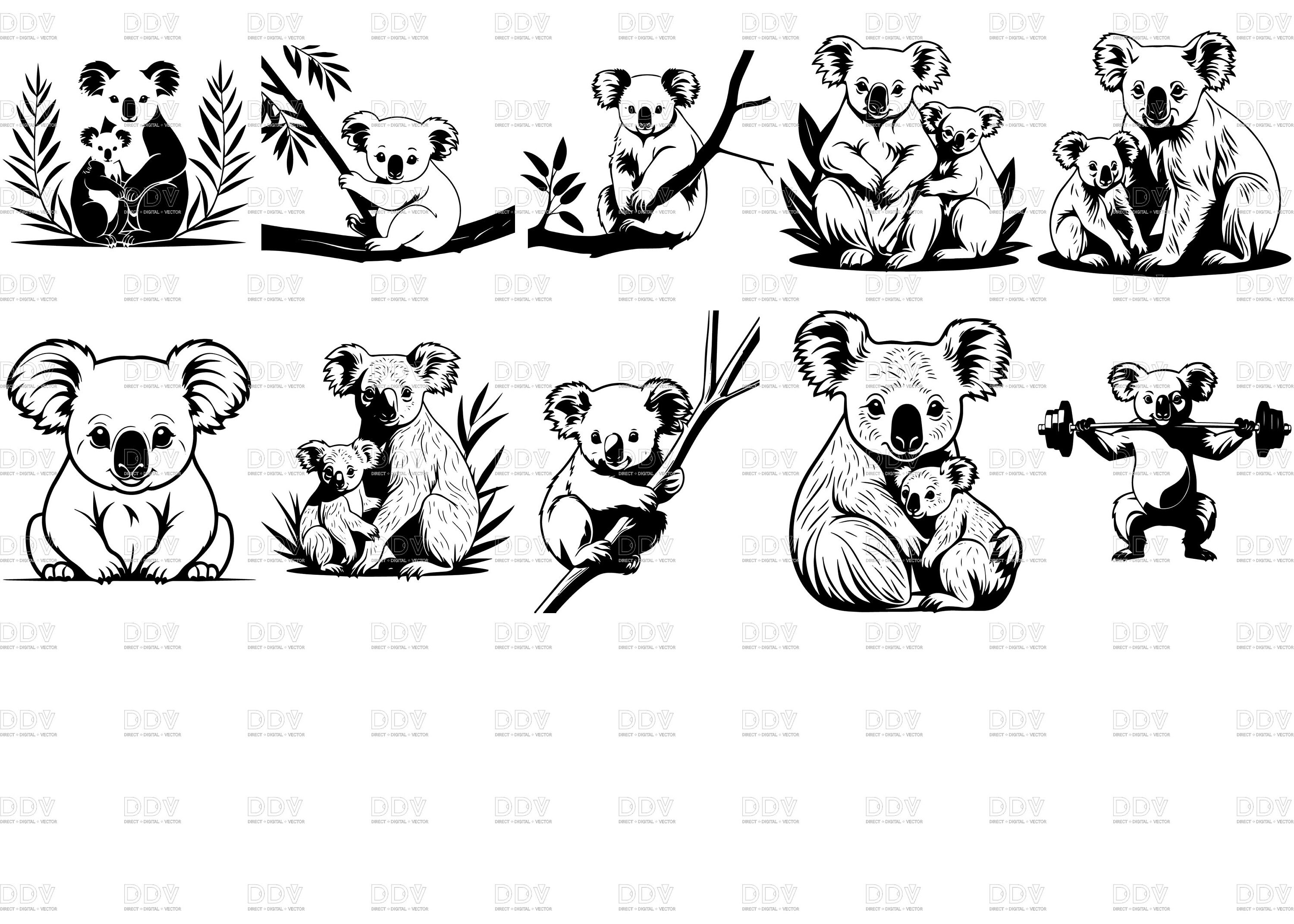 Koala Svg, Koala Svg Bundle, Vector File, Cute Koala Svg, Koala Custom ...