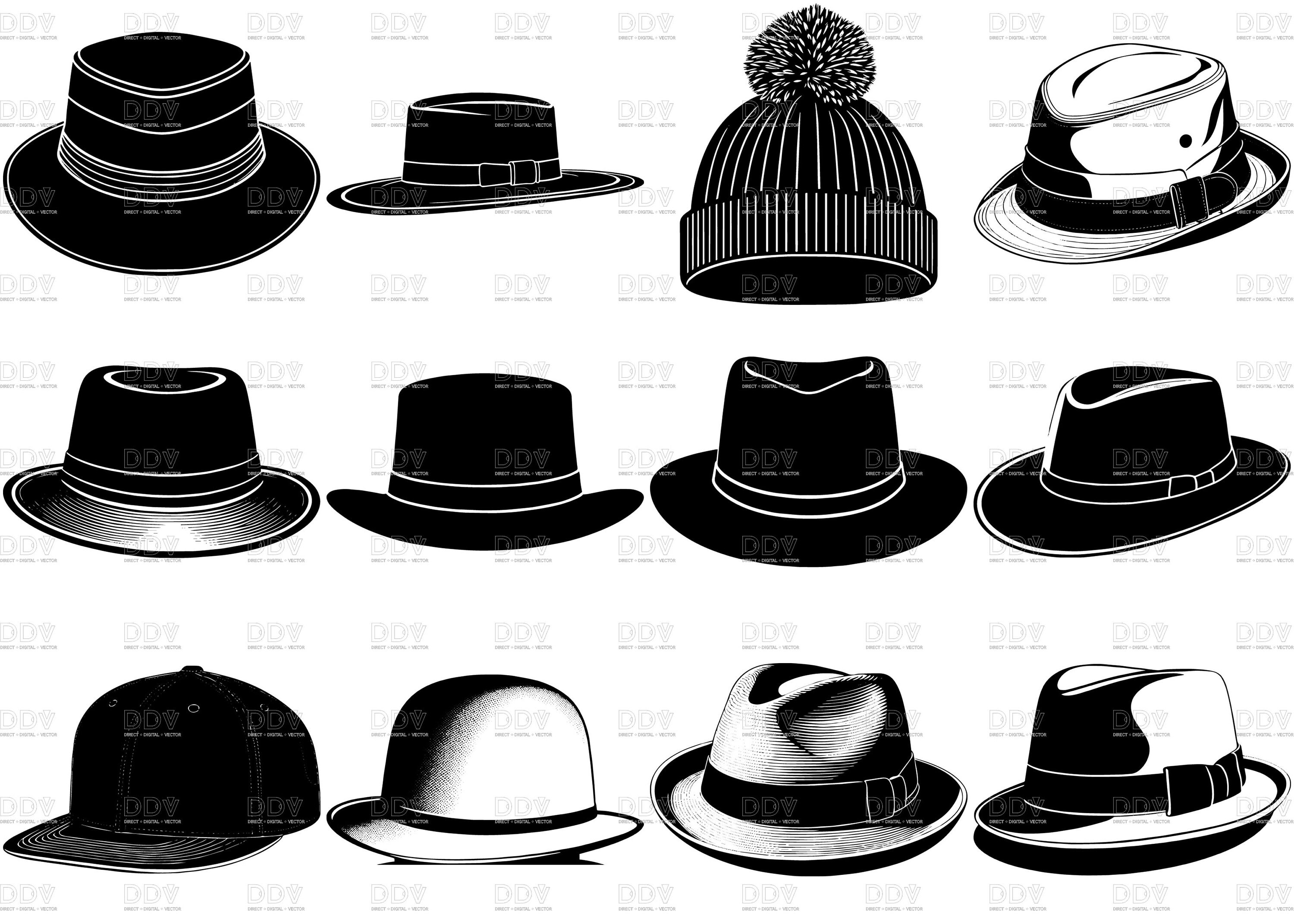 Hat Svg Bundle, Vector File, Hat Clipart, Hat Svg, Hat Png, Hat Vector ...