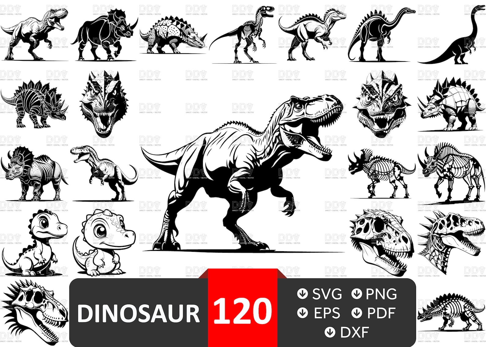 Dinosaur Svg Bundle, Vector File, Dinosaur Svg, Dinosaur Clipart ...