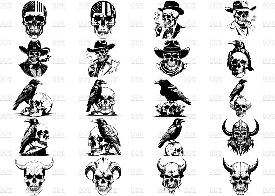 Skull SVG Bundle: 118 Skull Head Designs (digital Download) - Etsy
