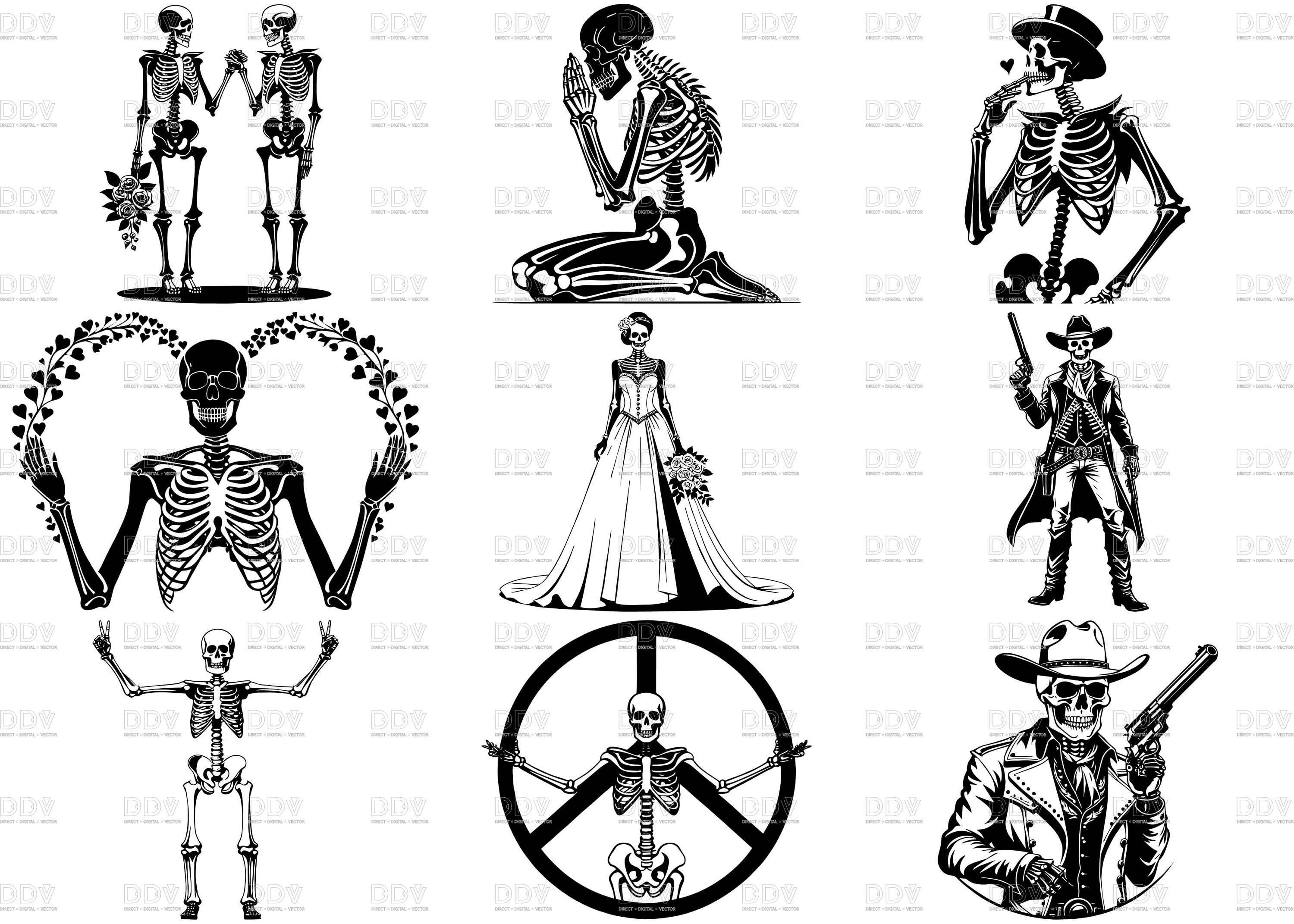 Skeleton Svg, Skeleton Svg Bundle, Vector File, Skull Svg, Skeleton ...