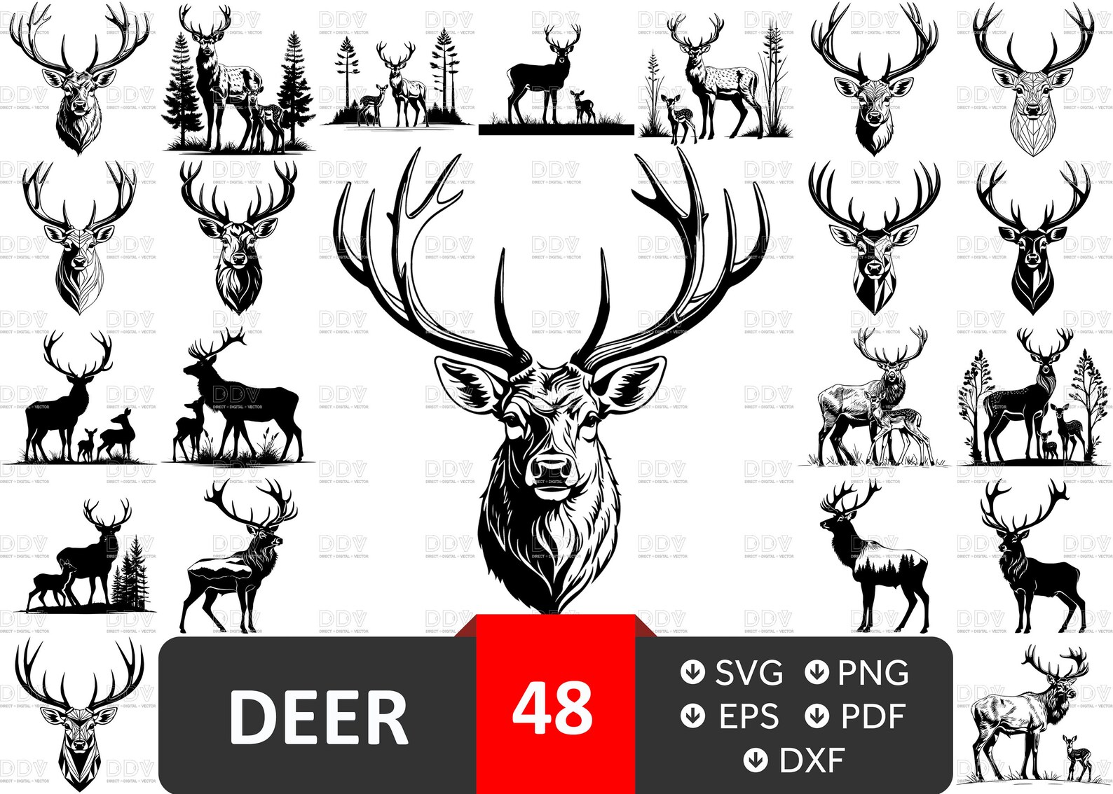 Deer SVG, Deer Svg Bundle, Deer Cut Files, Deer Png, Deer Head Svg ...