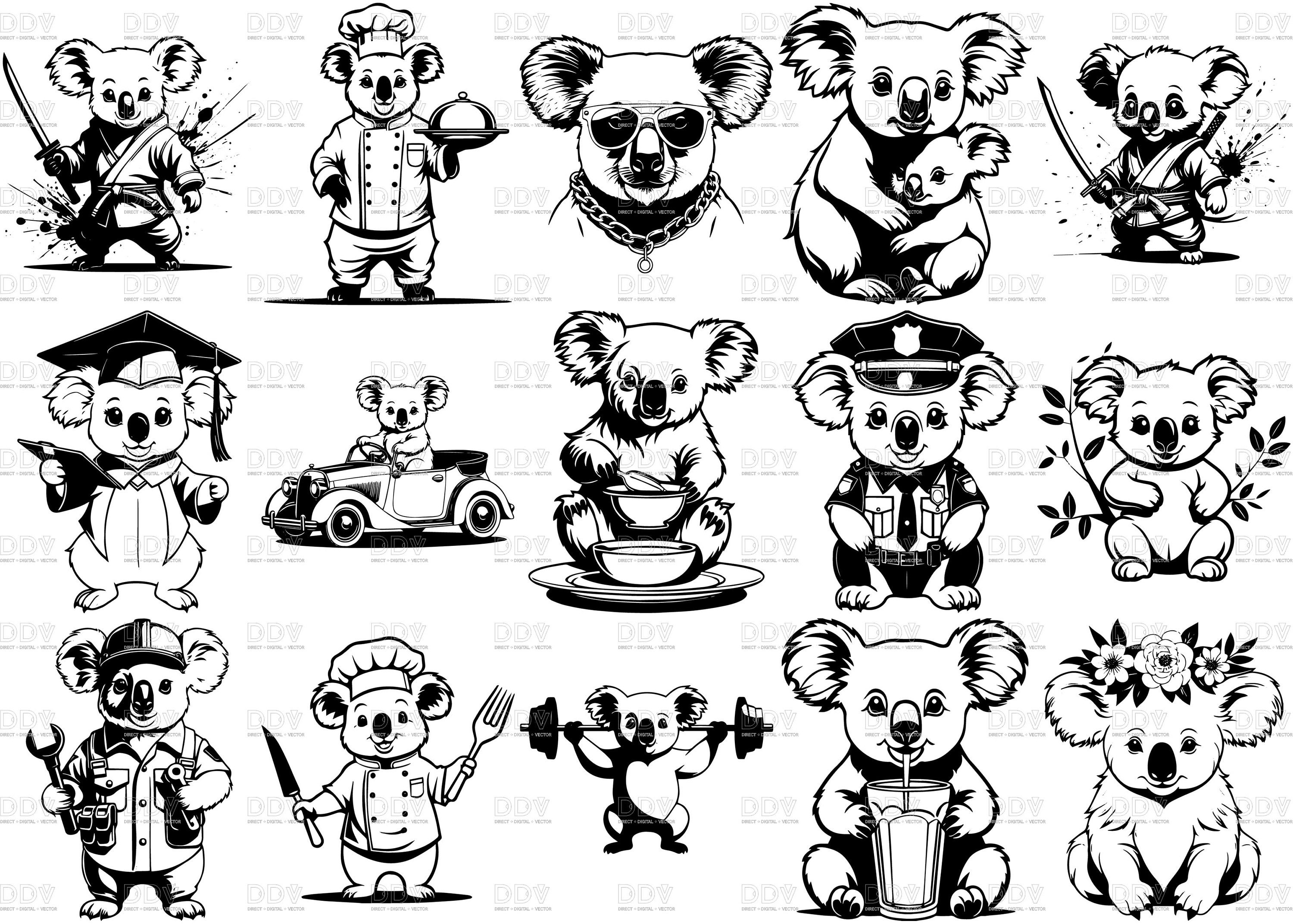 Koala Svg, Koala Svg Bundle, Vector File, Cute Koala Svg, Koala Custom ...