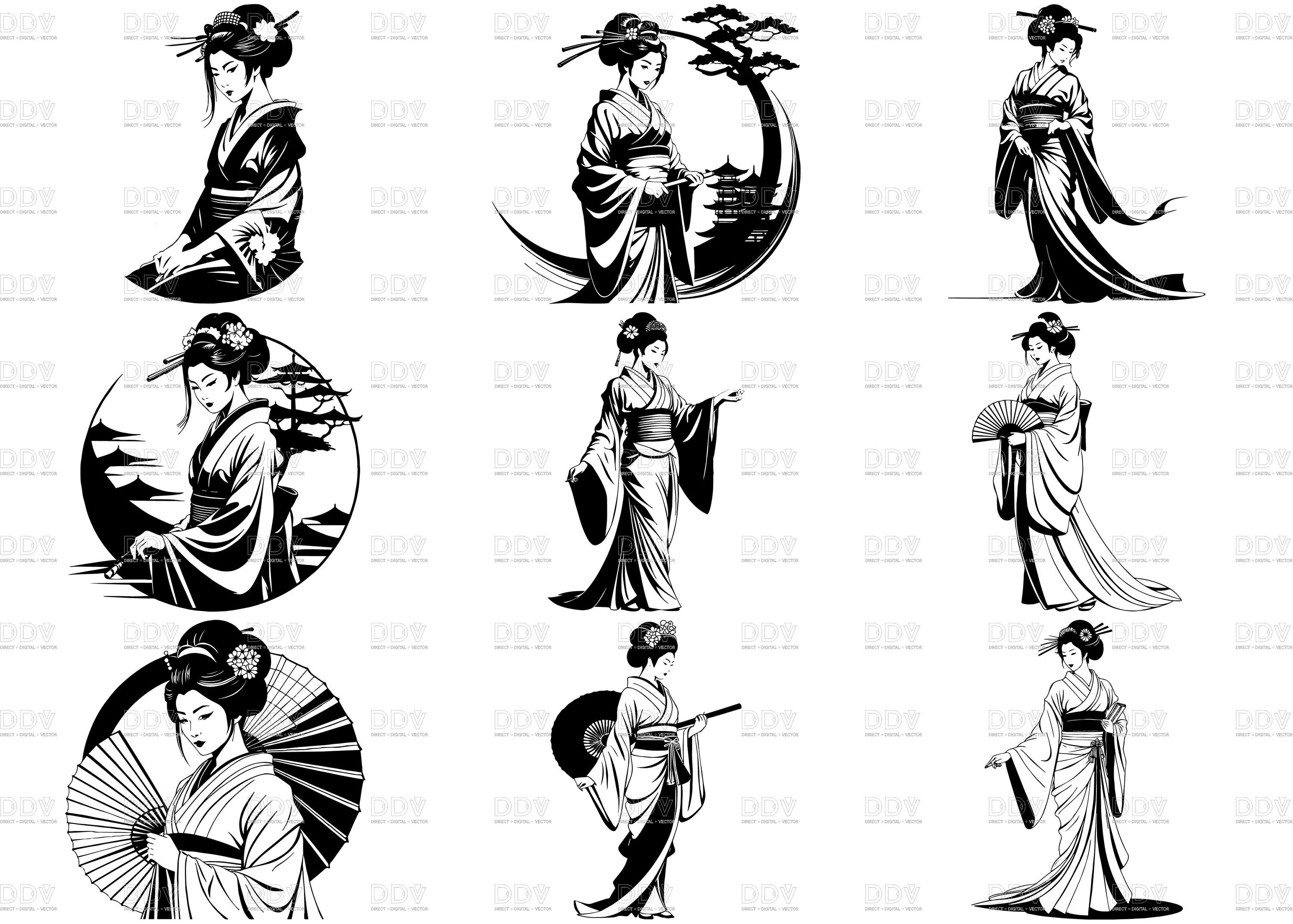 Geisha Svg, Geisha Svg Bundle, Geisha Cut File, Japanese Geisha Svg ...