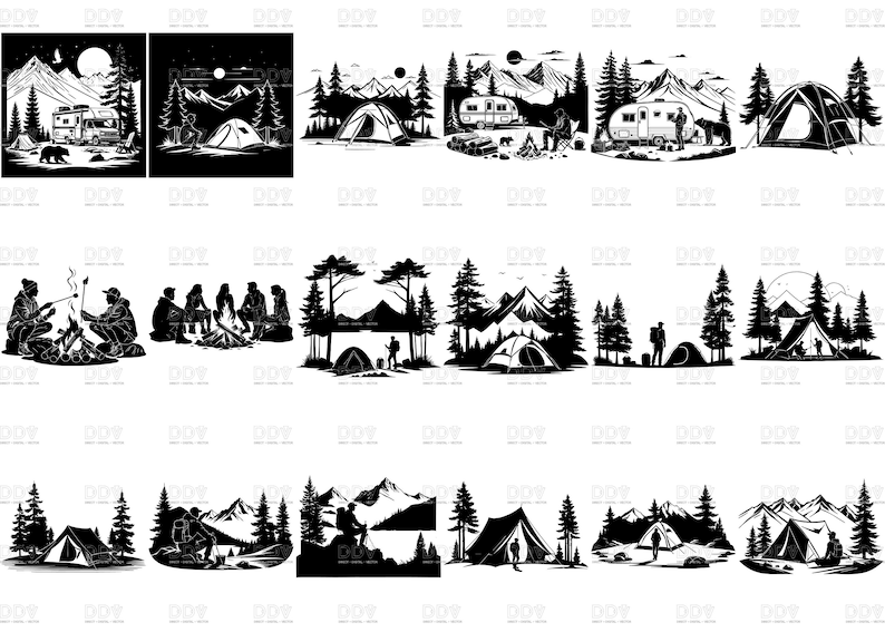 CAMPING SVG Bundle, CAMPING Clipart, Camping Silhouette, Campfire Svg ...