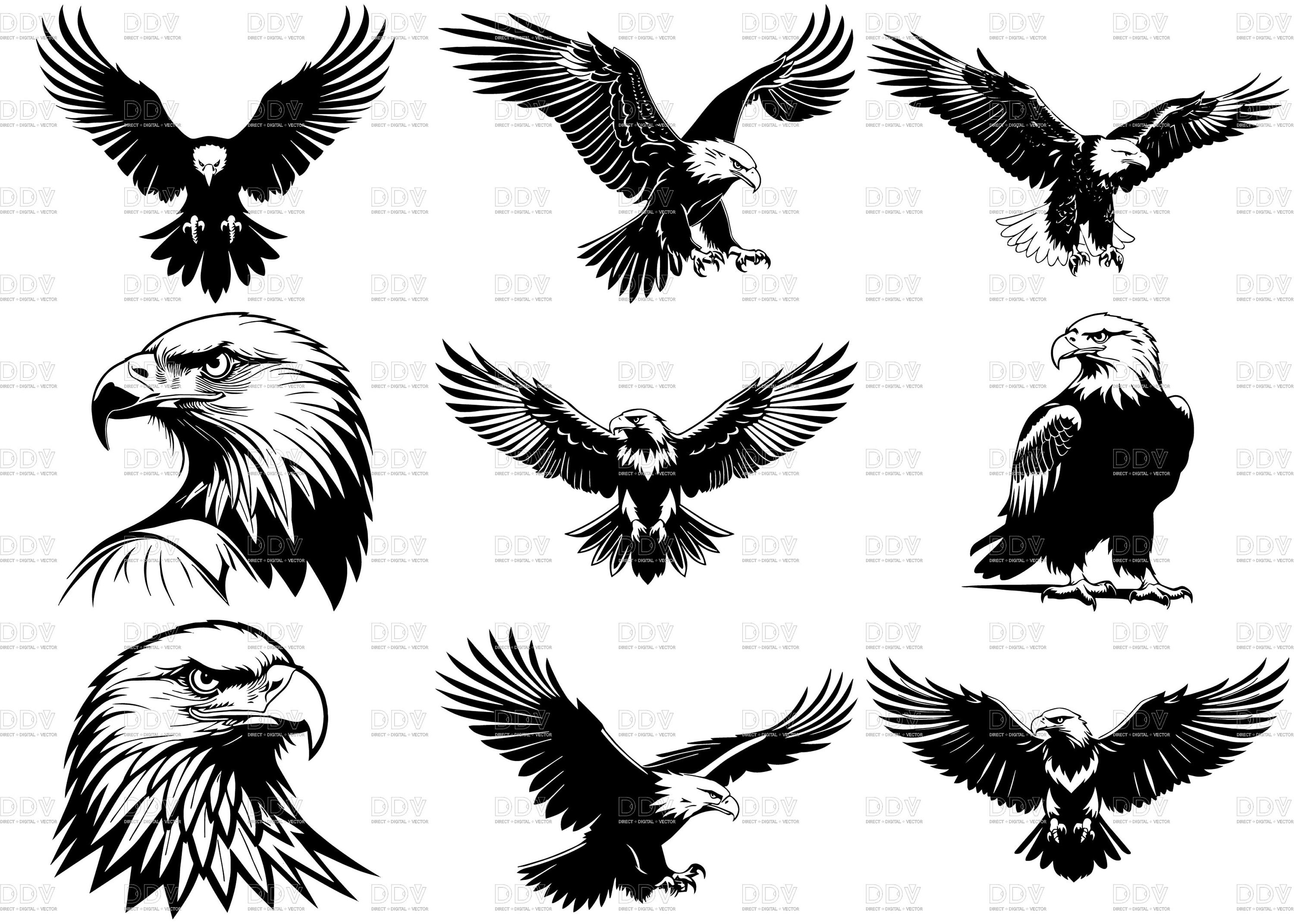 Eagle Svg Bundle, Eagle Silhouette Svg, Eagle Vector File, Eagle Svg ...