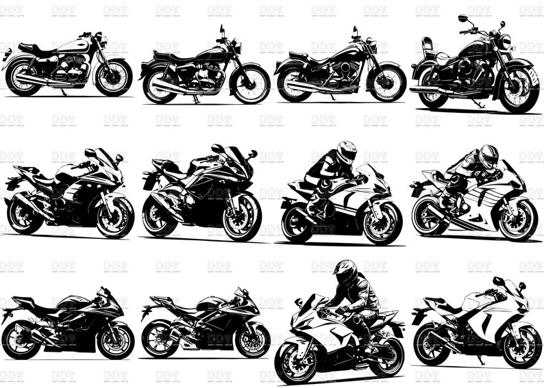 Motorcycle Svg Bundle, Vector File, Classic Motorcycle Svg, Motorcycle ...