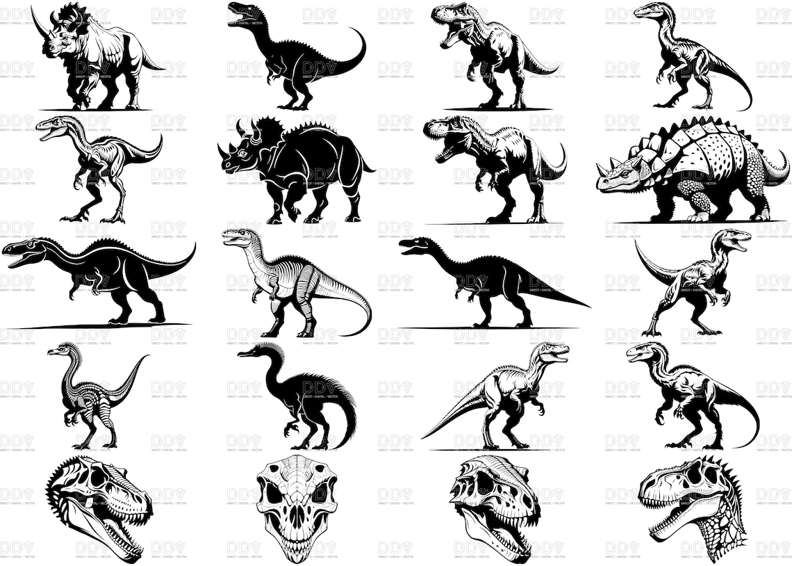 Dinosaur Svg Bundle, Vector File, Dinosaur Svg, Dinosaur Clipart ...