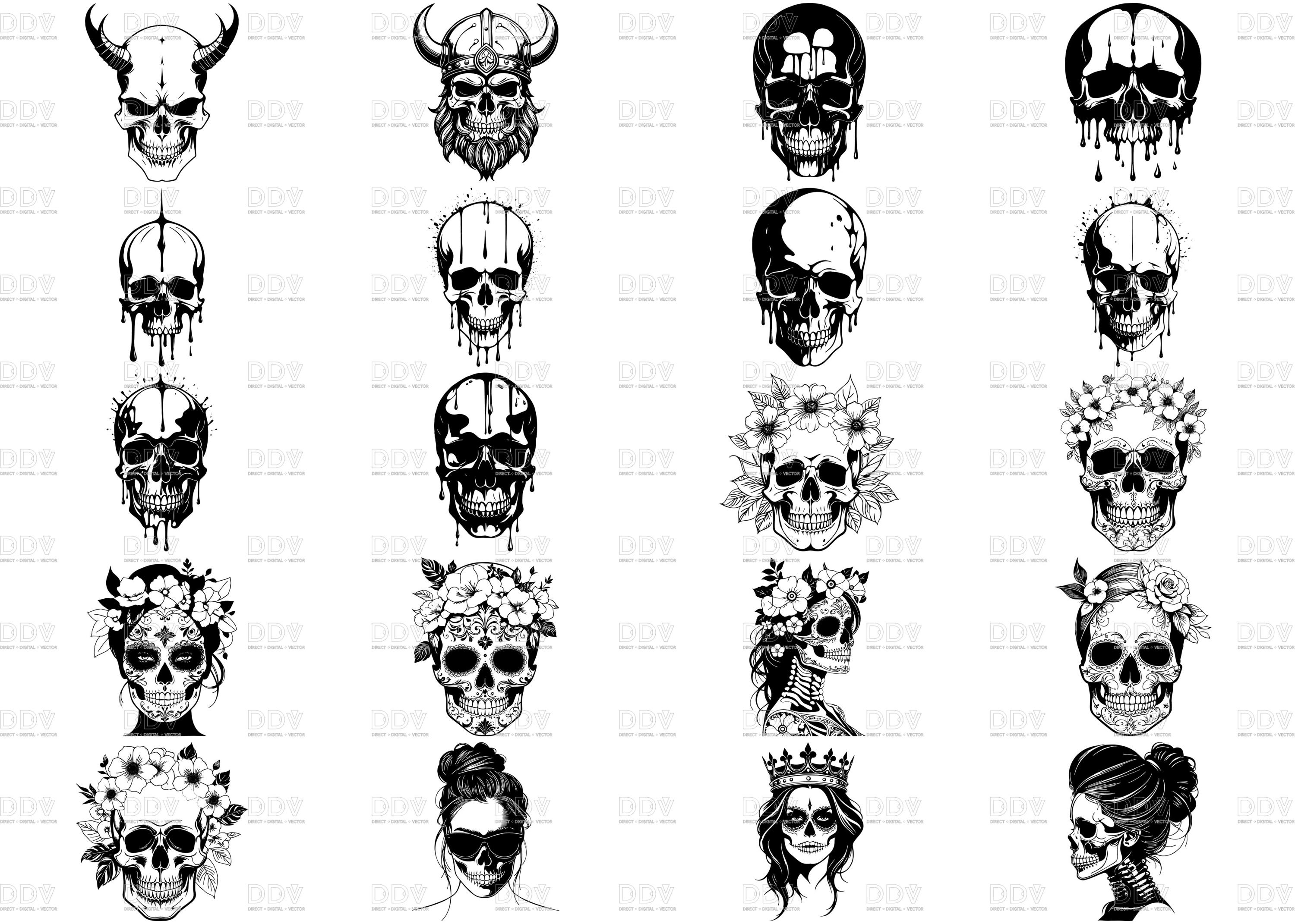 Skull SVG Bundle: 118 Skull Head Designs (digital Download) - Etsy