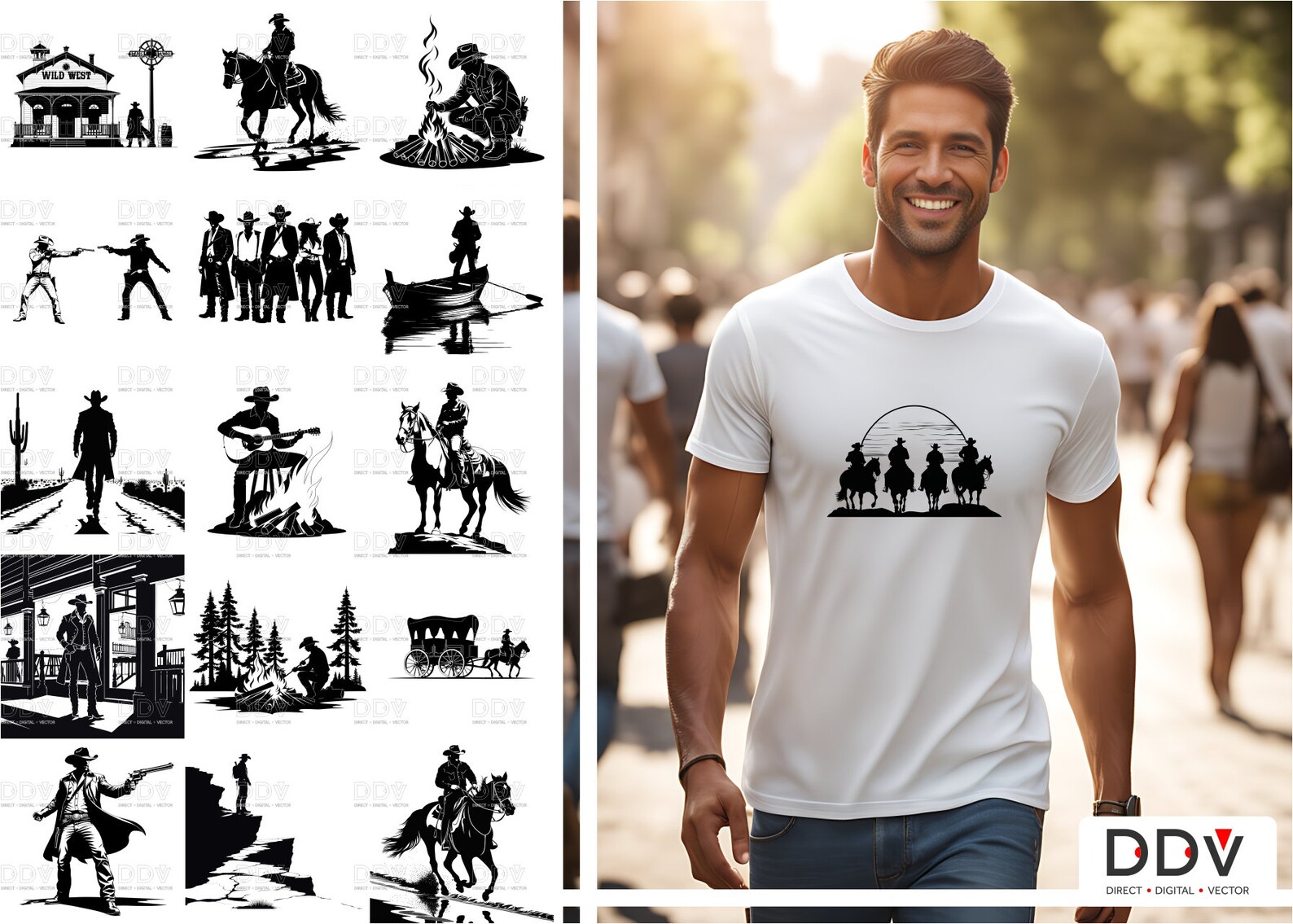 Cowboy Svg , Vector File, Cowboy Scene Svg, Cowboy Svg for Men, Cowgirl ...
