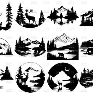 Mountain Landscape SVG Bundle: Forest Vector Cut Files (digital ...