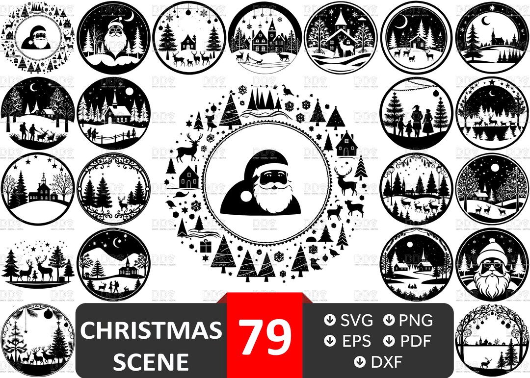 Christmas Scene SVG, PNG, Digital Download, Winter Village, Santa ...