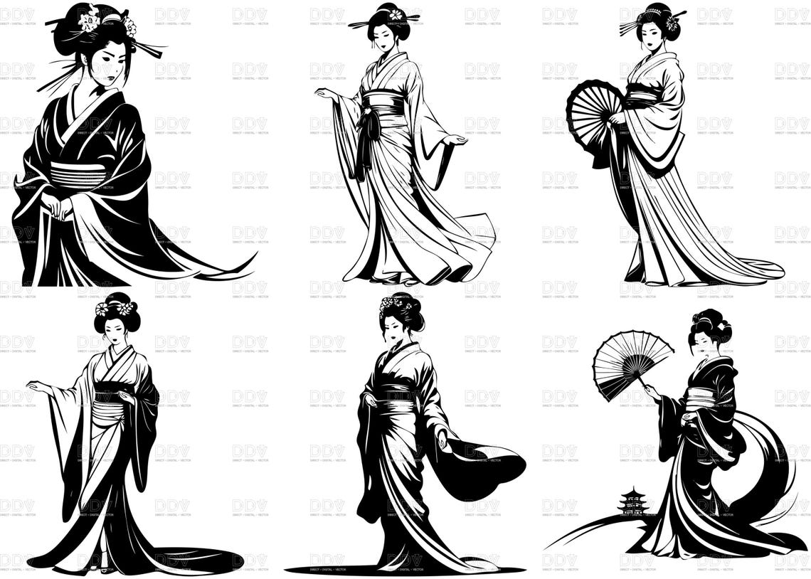 Geisha SVG Bundle: Japanese Girl Cut Files (digital Download) - Etsy