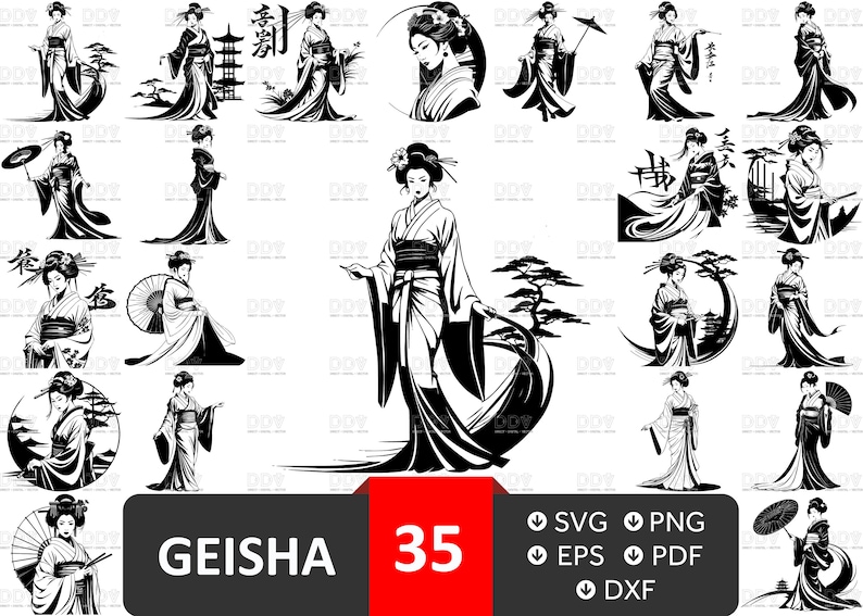 Geisha Svg, Geisha Svg Bundle, Geisha Cut File, Japanese Geisha Svg ...