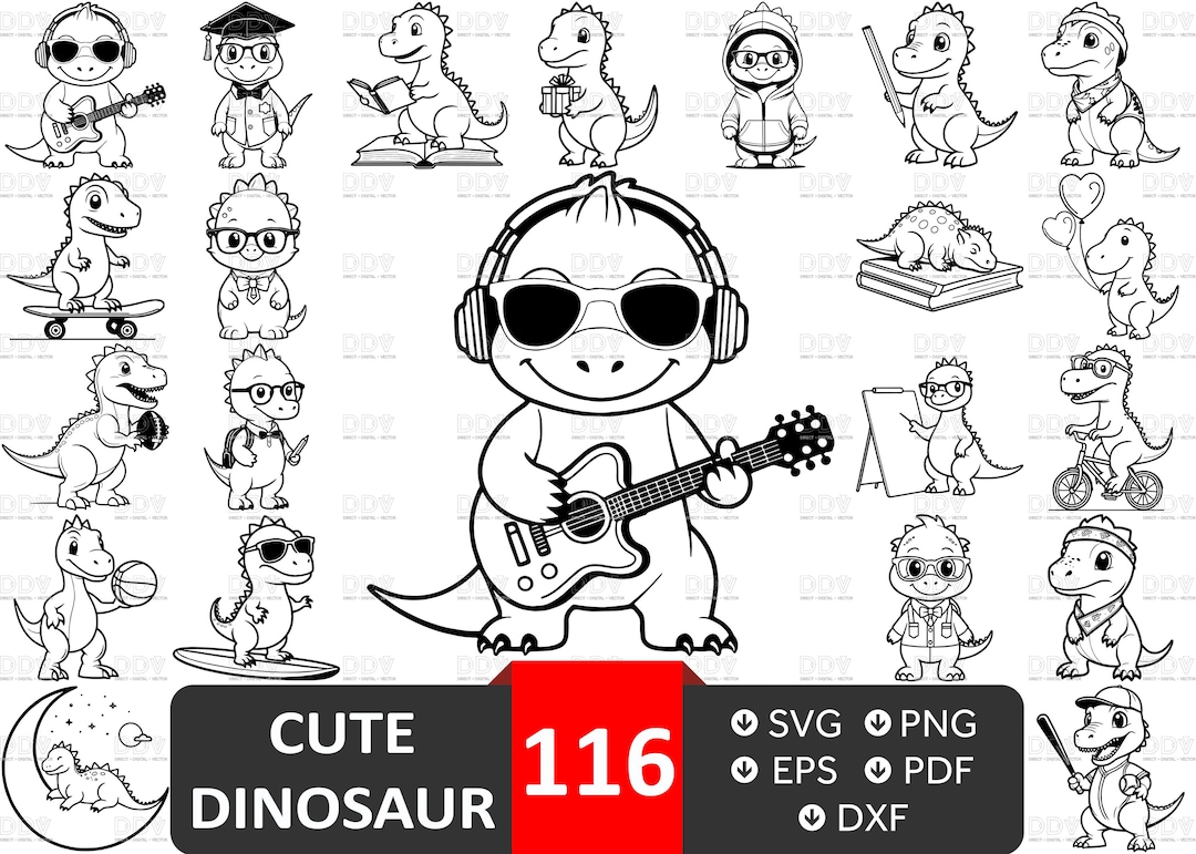 Cute Dinosaur Svg, Dinosaur Svg Bundle, Dinosaur Clipart, Dinosaurio ...