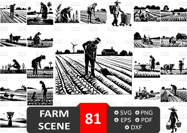 Farm Scene Svg, Farm Scene Svg Bundle, Farm Scene Vector, Vector File ...