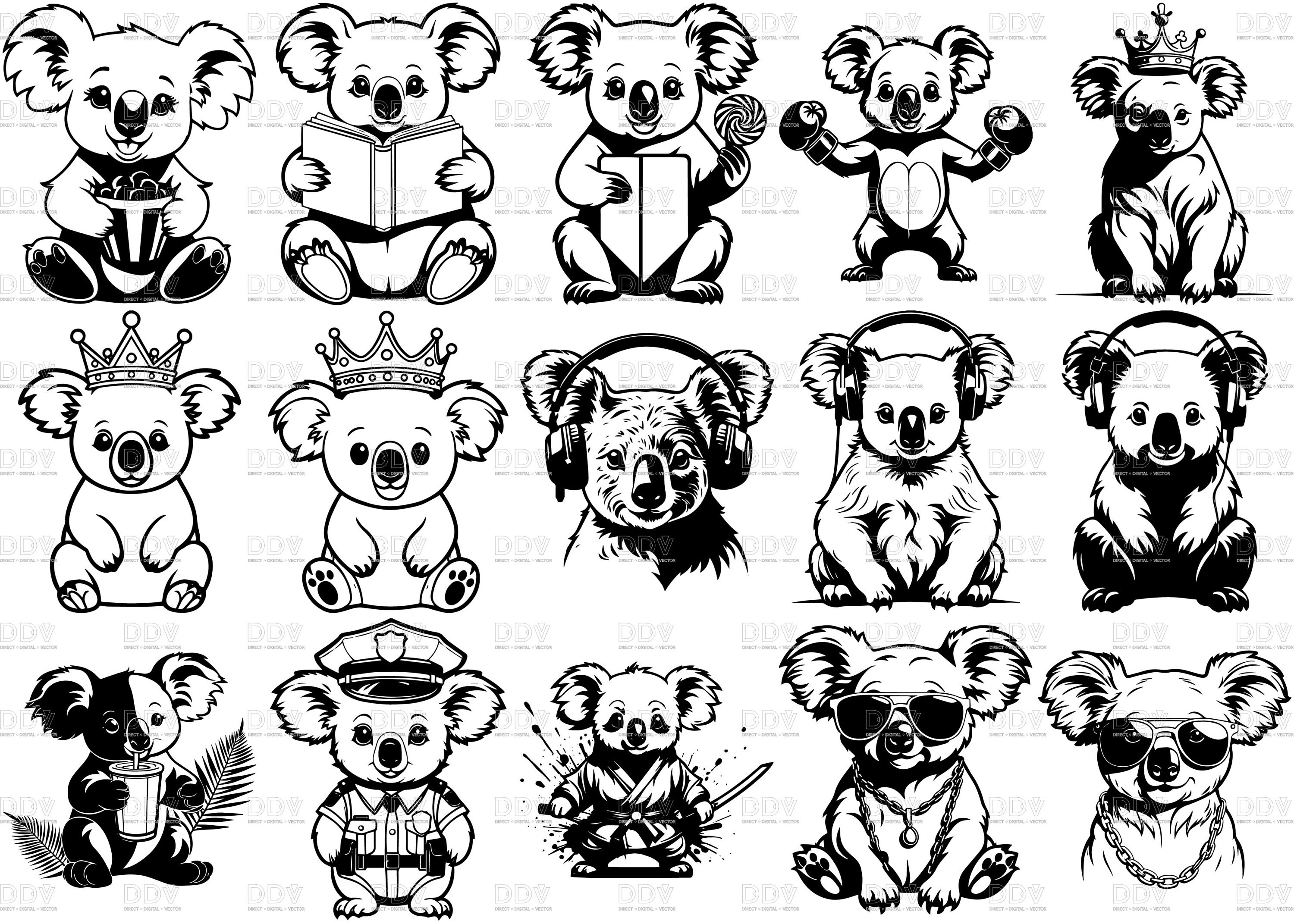 Koala Svg, Koala Svg Bundle, Vector File, Cute Koala Svg, Koala Custom ...