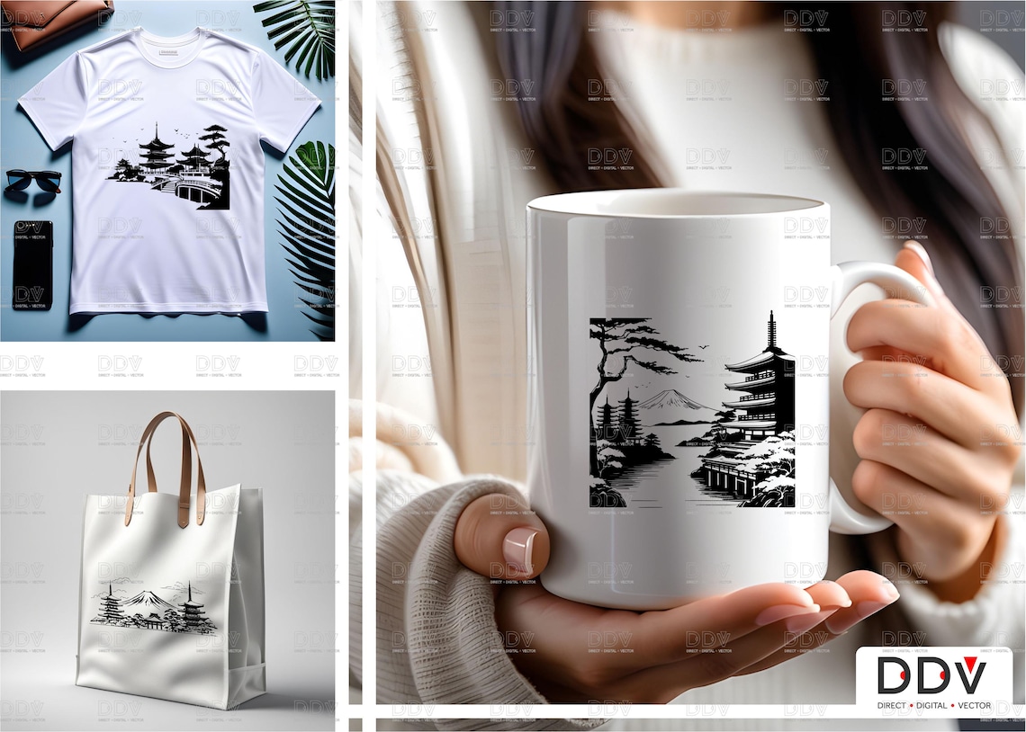 Mount Fuji Japan Scene SVG Bundle: Tori Gate, Pagoda (digital Files) - Etsy