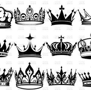 Crown SVG Bundle: Royal Designs, Queen, King, Princess (digital Files ...