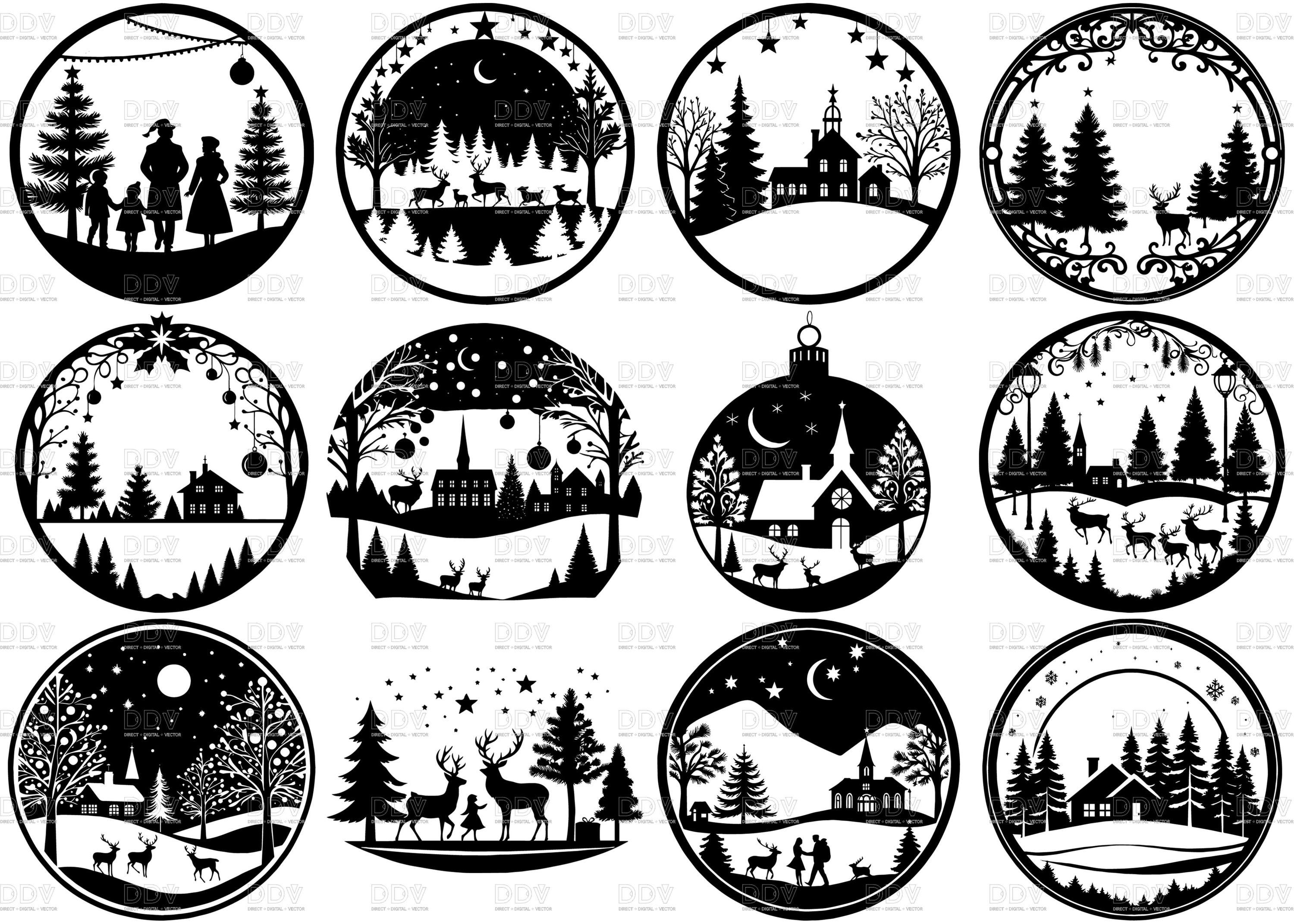 Christmas Scene Svg, Christmas Scene Svg Bundle, Winter Scene Vector ...
