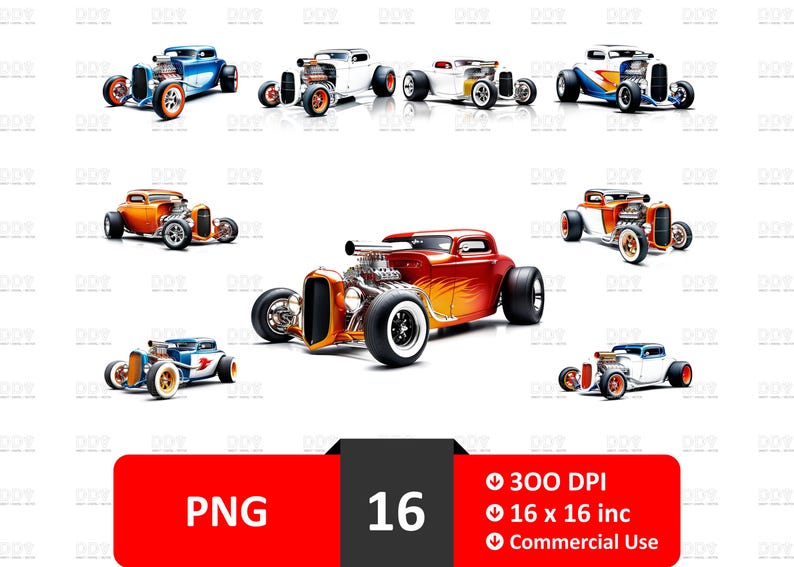 Drag Race Car Clipart: Hot Rod PNG Bundle (digital Download) - Etsy