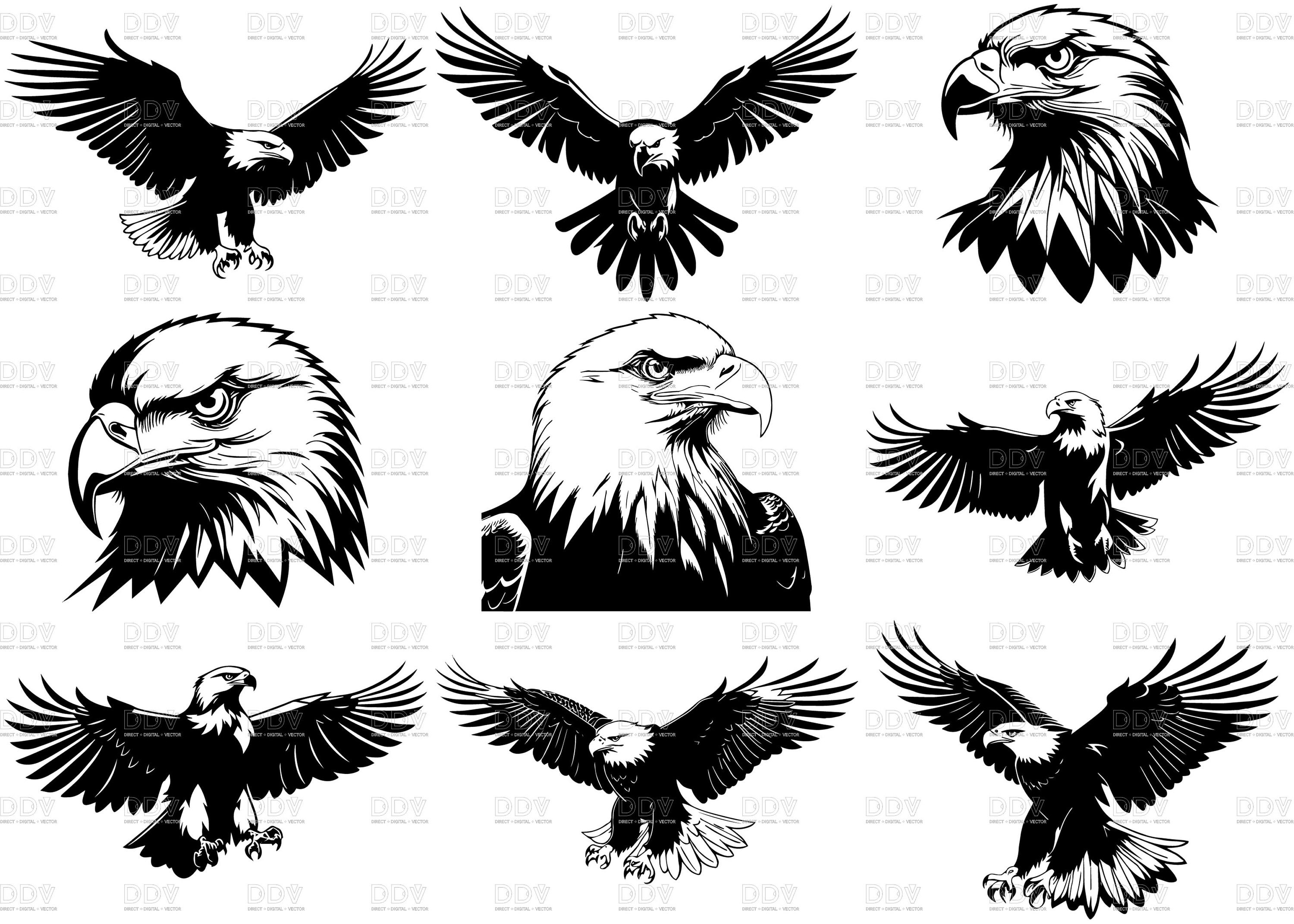 Eagle Svg Bundle, Eagle Silhouette Svg, Eagle Vector File, Eagle Svg ...