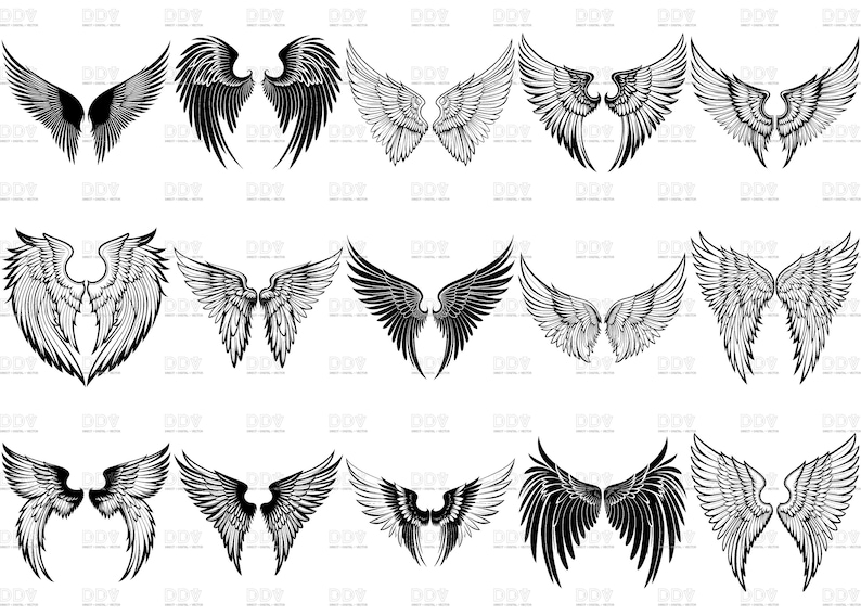 Angel Wings SVG Bundle: Silhouette Clipart (digital Download) - Etsy