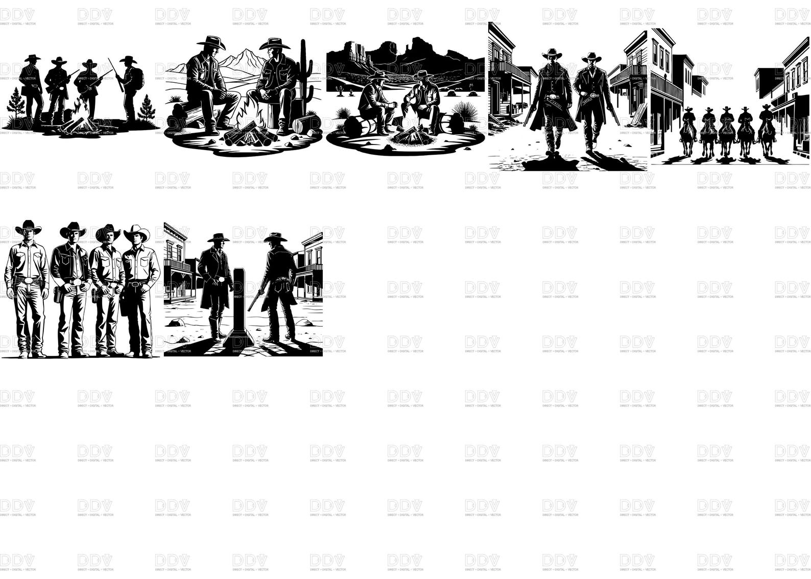Cowboy Scene SVG Bundle: Wild West Vector Files (digital Download) - Etsy