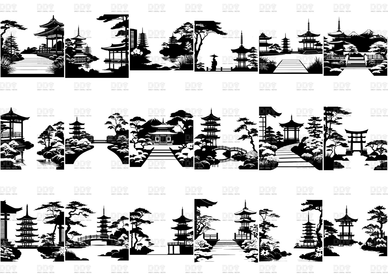 Japanese Garden Svg, Japanese Garden Svg Bundle, Vector File, Padoga ...