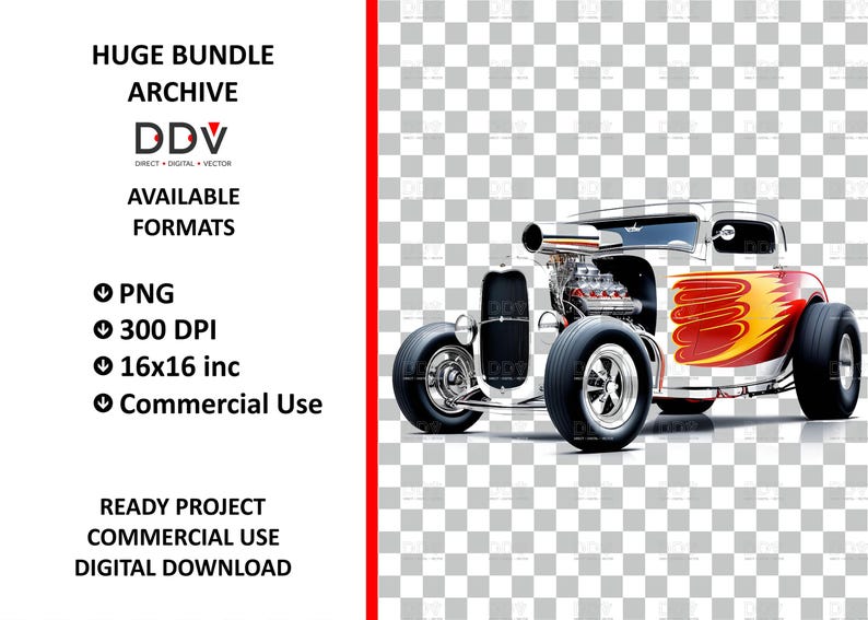 Drag Race Car Clipart: Hot Rod PNG Bundle (digital Download) - Etsy