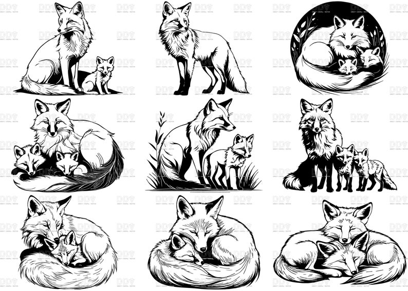 Fox SVG Bundle: Vector Clipart, Cut Files (digital Download) - Etsy