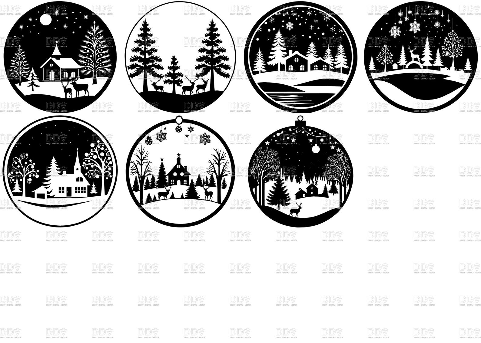 Christmas Scene Svg, Christmas Scene Svg Bundle, Winter Scene Vector ...